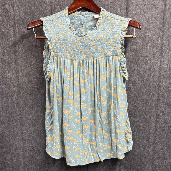 Calson | Tops | Calson Gold Yellow And Green Ruffled Bib Collar Blouse ...